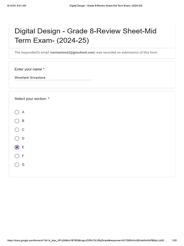 Solution of Digital Design - Grade 8-Review Sheet-Mid Term Exam - (2024 ...