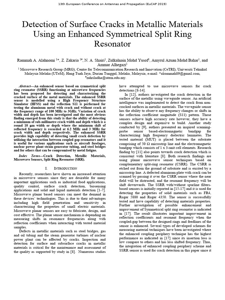 Detection Of Surface Cracks In Metallic Materials Using An Enhanced Symmetrical Split Ring