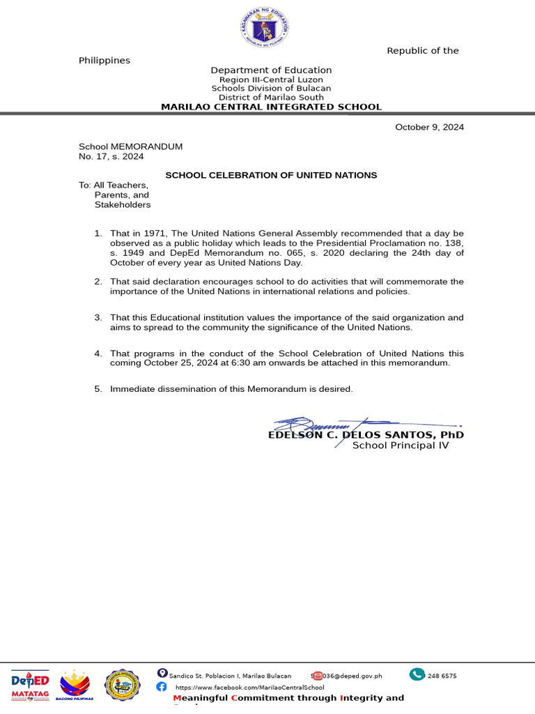 UN_Memo | PDF | United Nations | International Relations