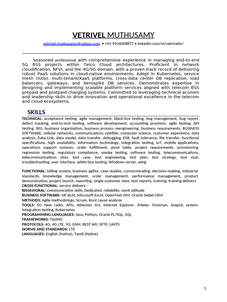 Vetrivel Muthusamy_IOT Engineer CV | PDF | Software Testing | Cloud ...