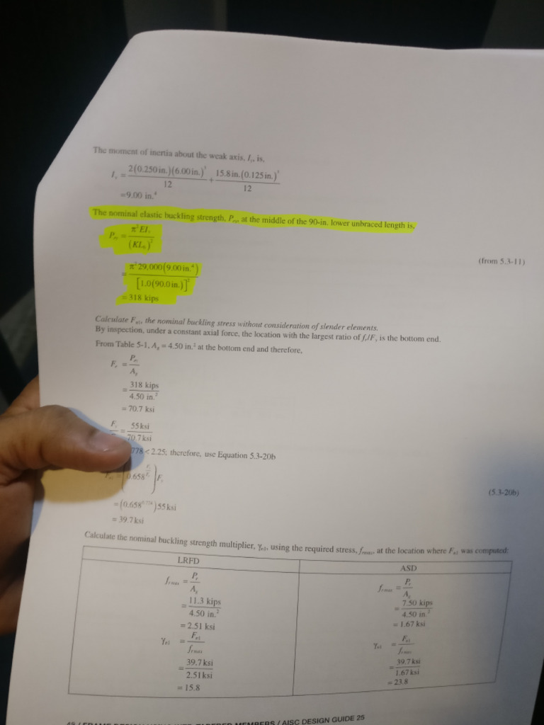 Ly Calculation As Per AISC Example | PDF