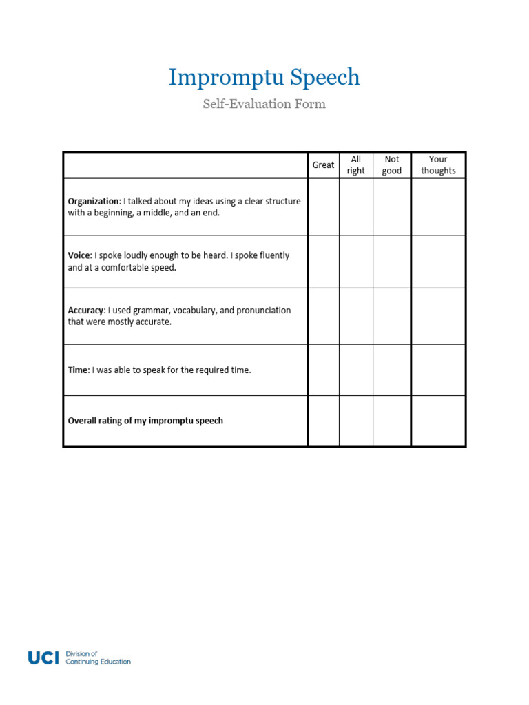 Impromptu Assignment Self-Evaluation | PDF