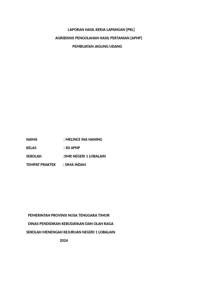 Laporan Hasil Kerja Lapangan | PDF