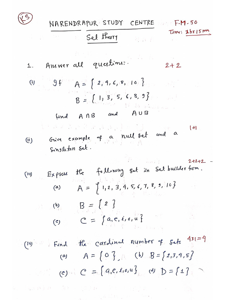 Set theory Exam 50 | PDF