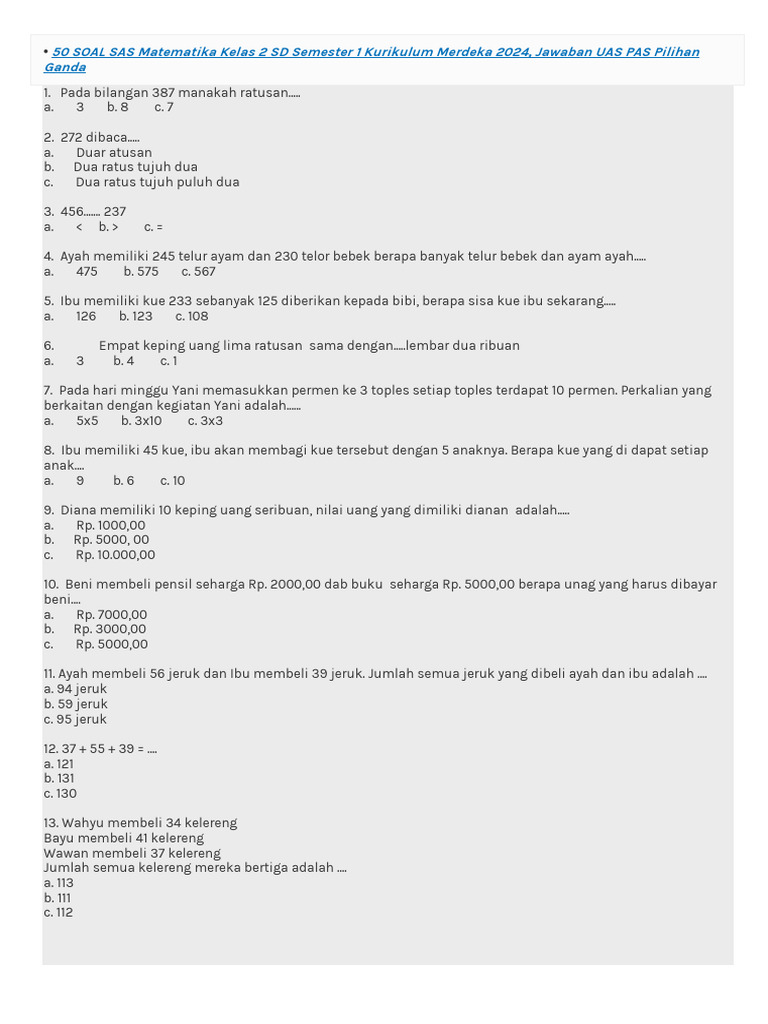 Soal Matematika Naya 1 | PDF