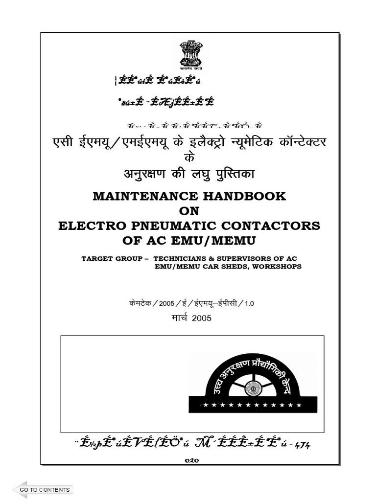 Electro Pneumatic Contactors of AC EMU-MEMU 1986 | PDF | Valve | Piston
