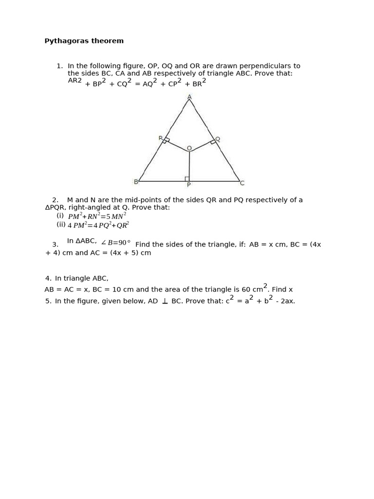Geometry Problems Using Pythagorean Theorem | PDF