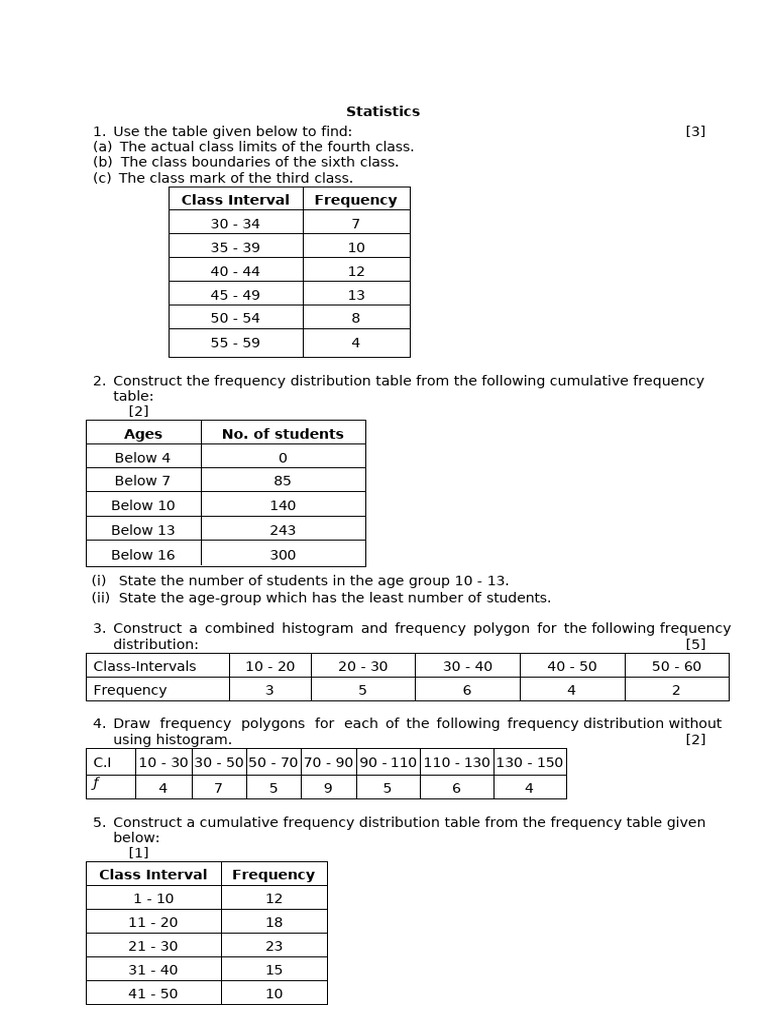 Statistics Paper 1 | PDF | Probability Distribution | Histogram