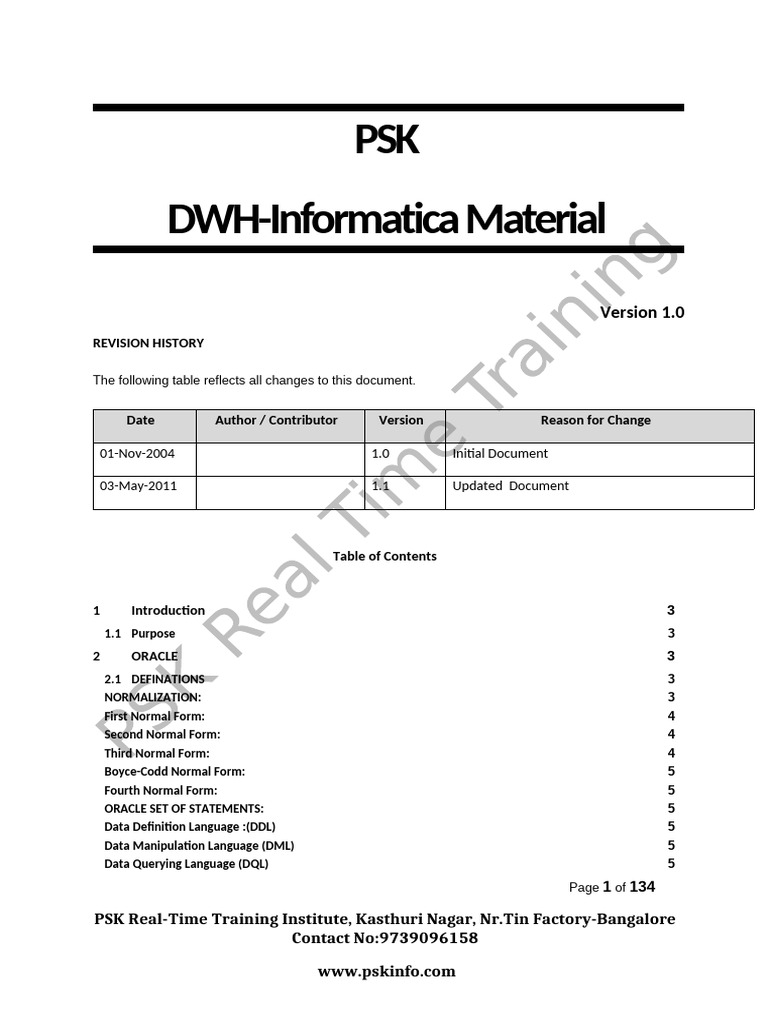 PSK DWH Material | PDF | Data Warehouse | Database Index