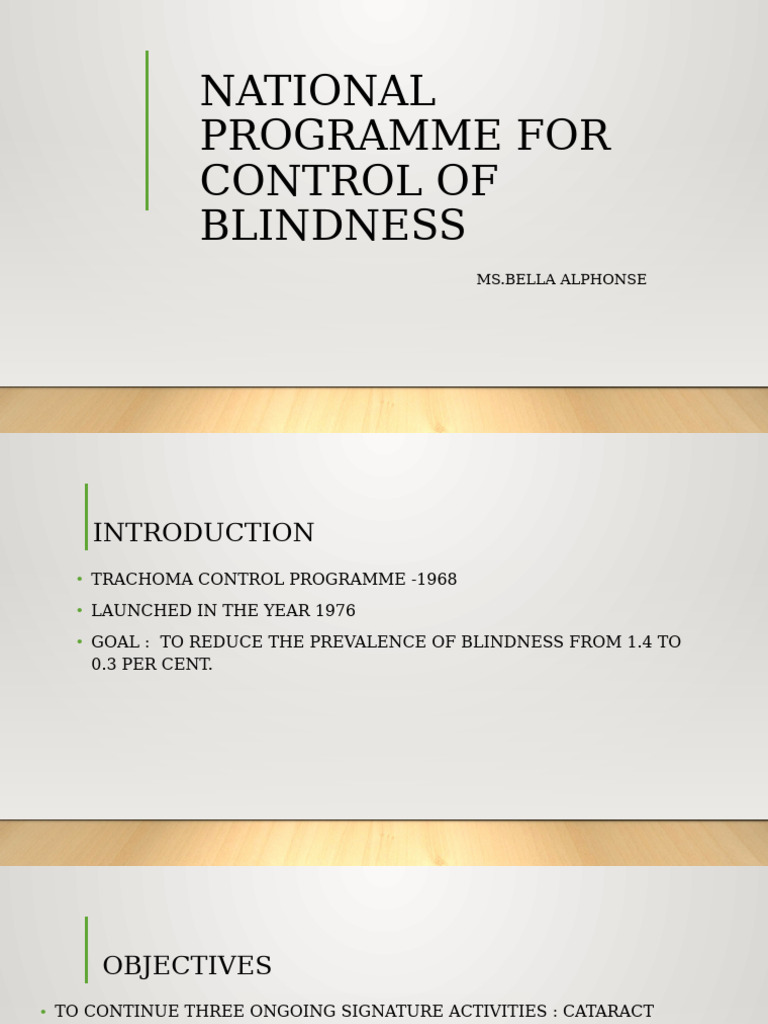 Blindness Control Programme | PDF