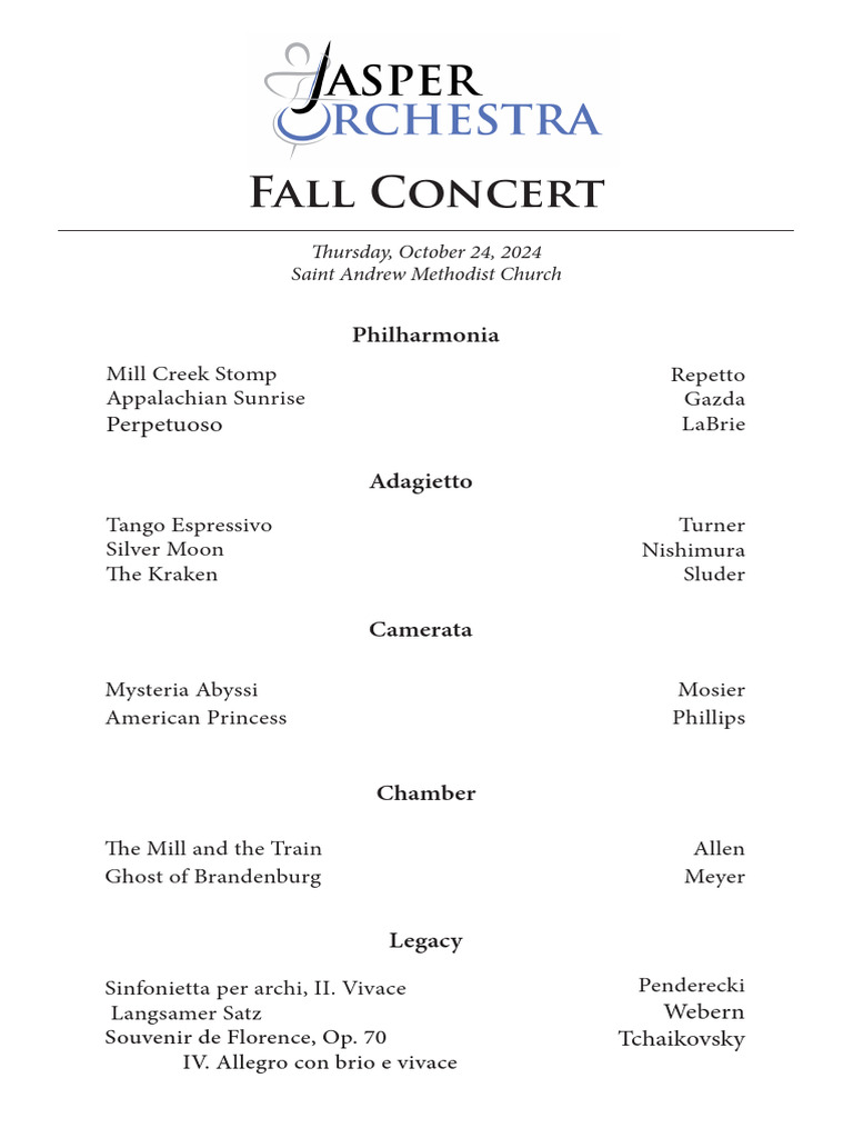 2024 Fall Concert Program | PDF | Performing Arts Companies | Classical ...