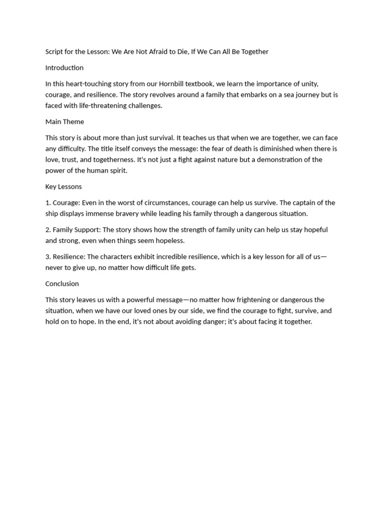 We Are Not Afraid Script | PDF