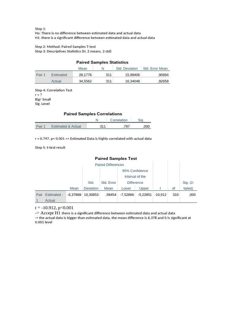 Paired Sample Test | PDF