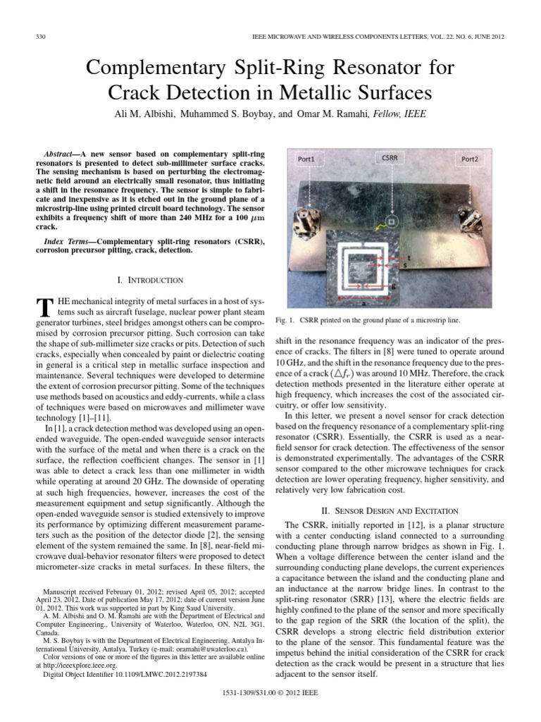 Complementary_Split-Ring_Resonator_for_Crack_Detection_in_Metallic_Surfaces | PDF | Microwave ...
