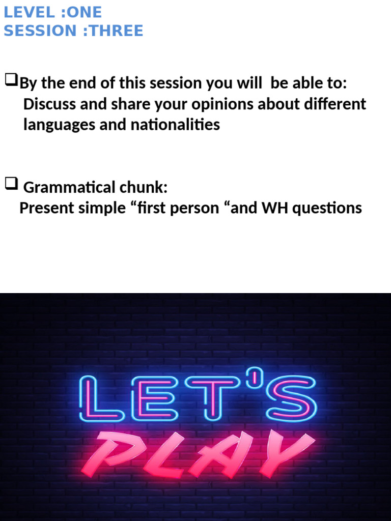 Conversation Level 1 Session 3 | PDF