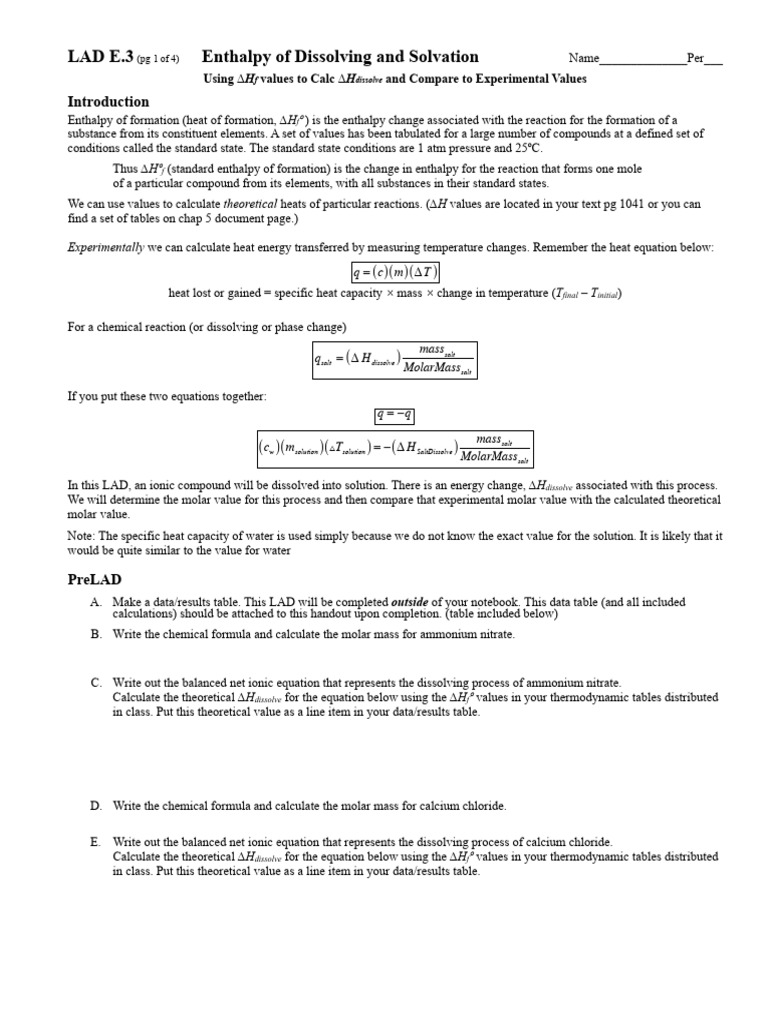 LAD+E 3+Enthalpy+of+Solvation+ (with+table+and+shortened+PLQ) | PDF ...