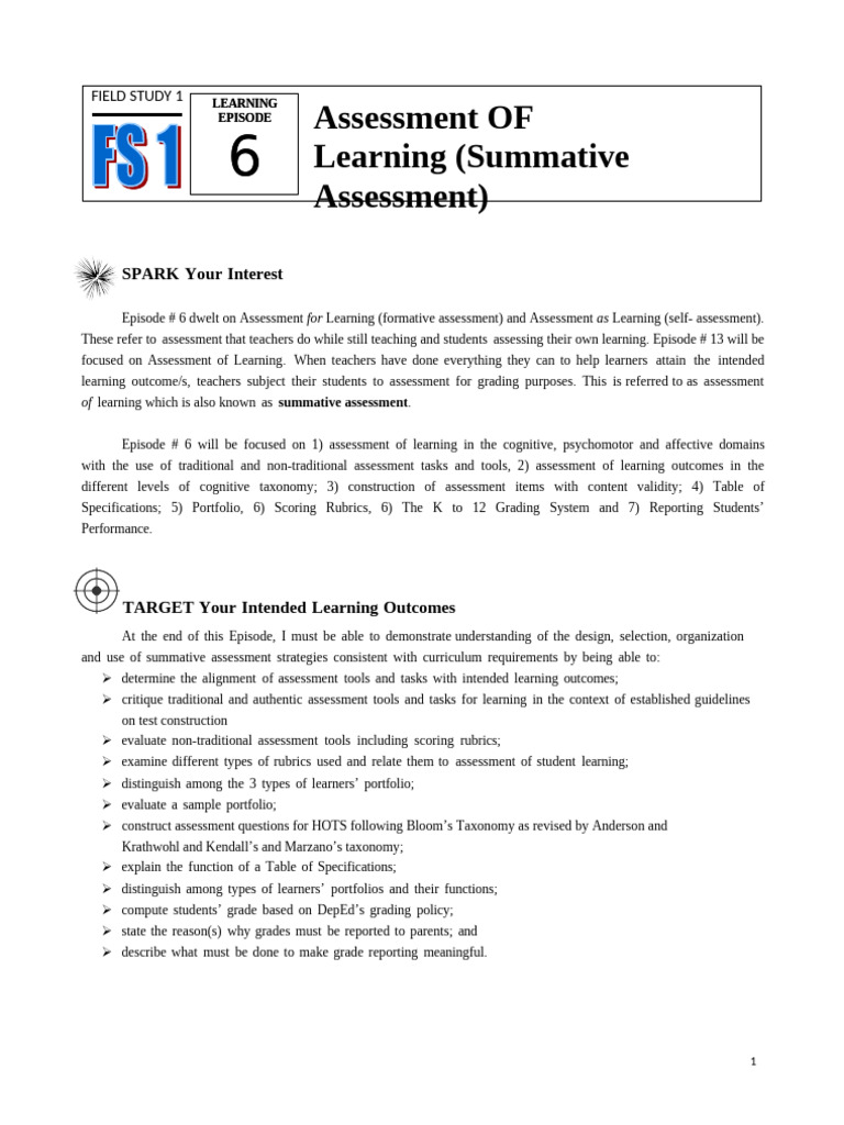 6-Assessment-of-Learning-Summative-Assessment | PDF | Educational ...