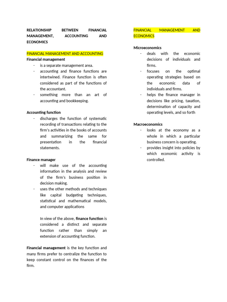 Financial Management and Economics Links | PDF | Economics | Accounting