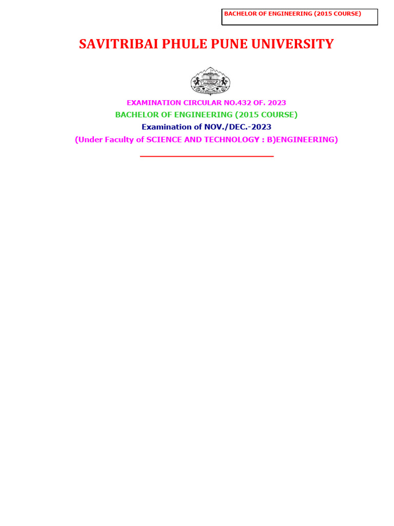 B.E. 2015 PATTERN ENDSEM EXAM TIMETABLE FOR NOV.DEC-2023 | PDF | Engineering | Automation