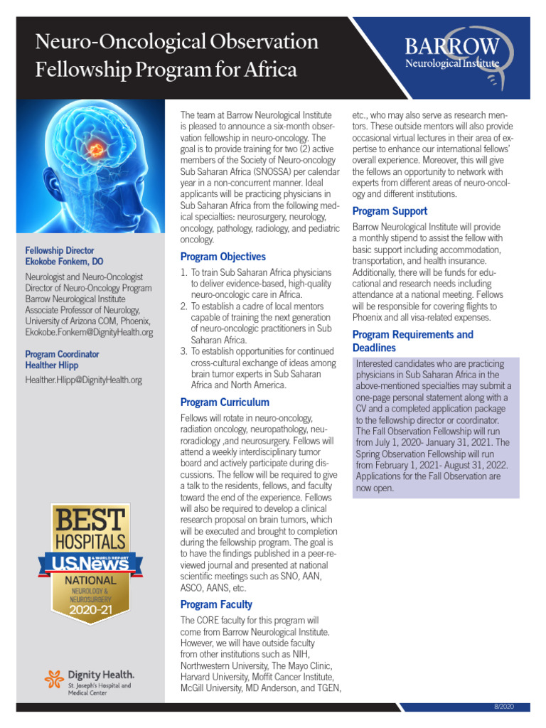 Neuro-Oncology Africa Fellowship Flyer_8-2020 (002) | PDF | Neurology ...