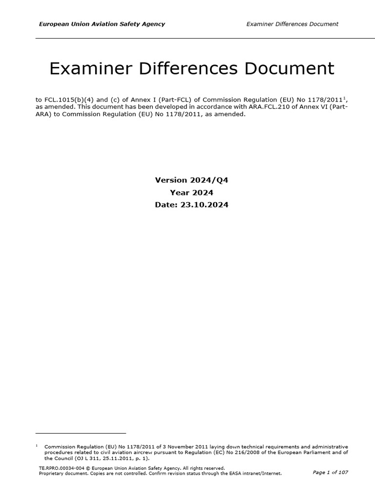 Examiner Differences Document Version 2024Q4 | PDF | Flight Instructor | Aviation