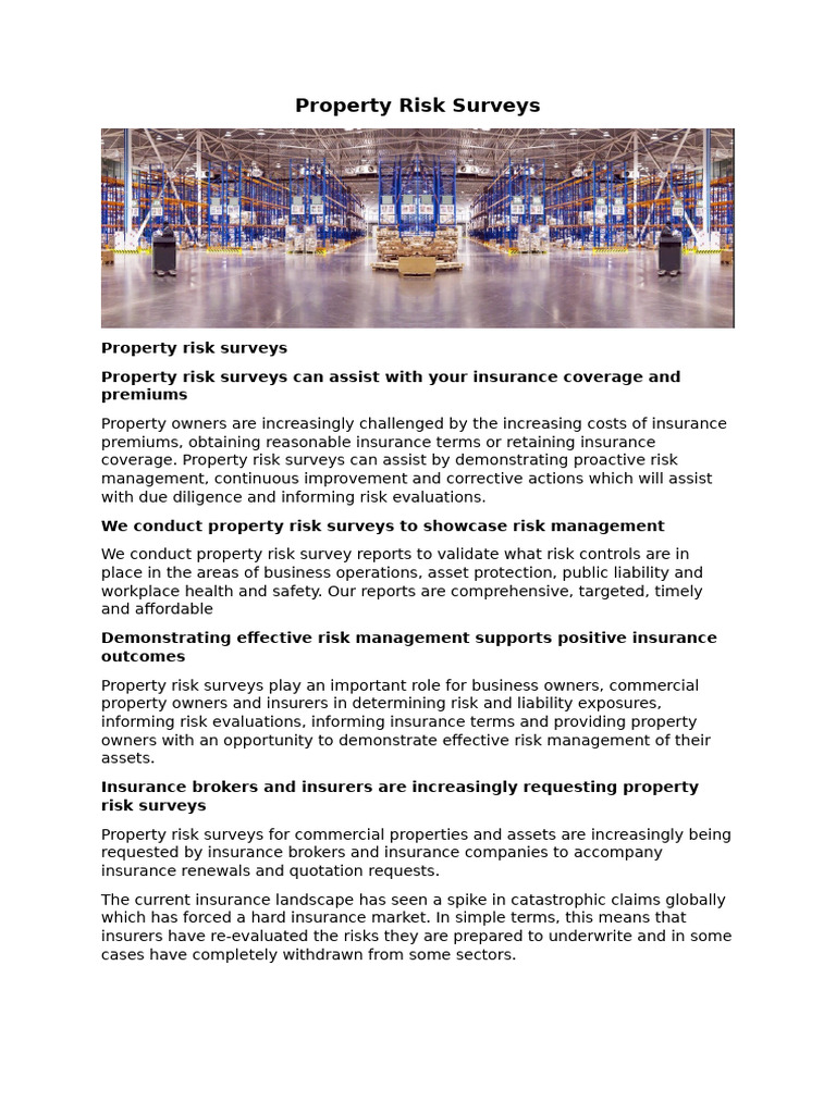 Property Risk Surveys | PDF | Insurance | Risk
