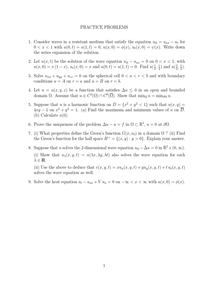 PDE Practice Problems | PDF