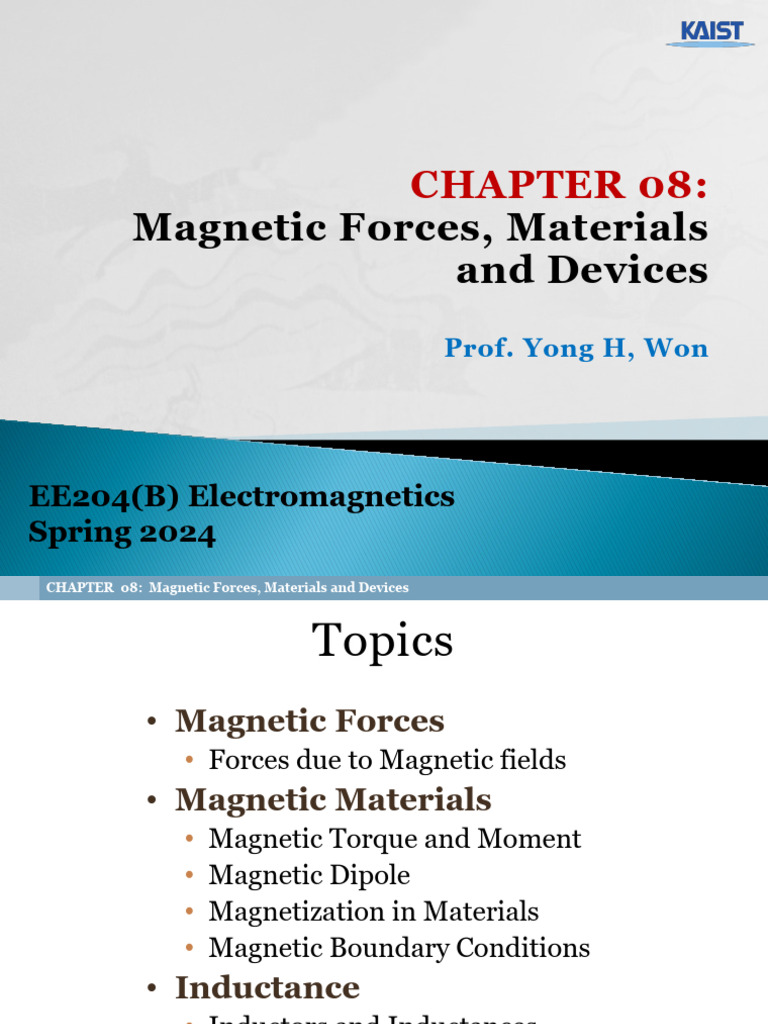 CH 08 - EE204 (Won) - Magnetic Forces - 2024s - Unlocked | PDF | Inductance | Magnetism