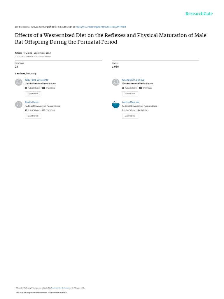 Effects of A Westernized Diet On The Reflexes and | PDF | Obesidade ...