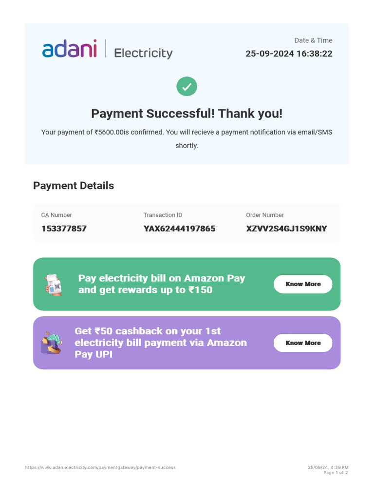 Adani Electricity Payment Receipt | PDF | Ios | Mobile Phones