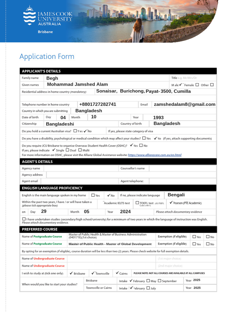 JCUB Generic Application Form 2021 | PDF
