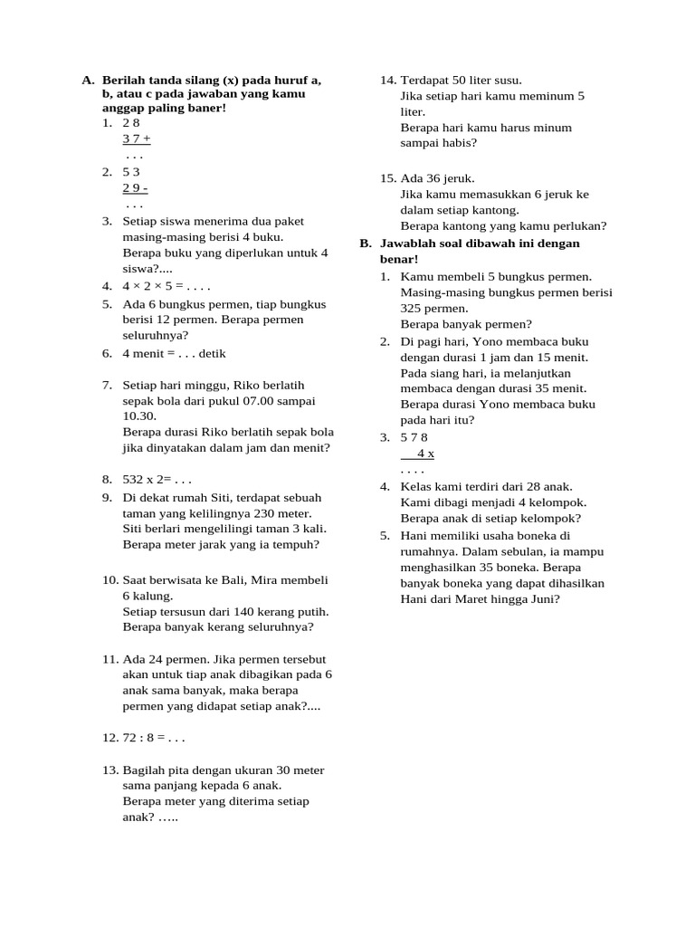 SAS 1 Kelas 3 MTK | PDF