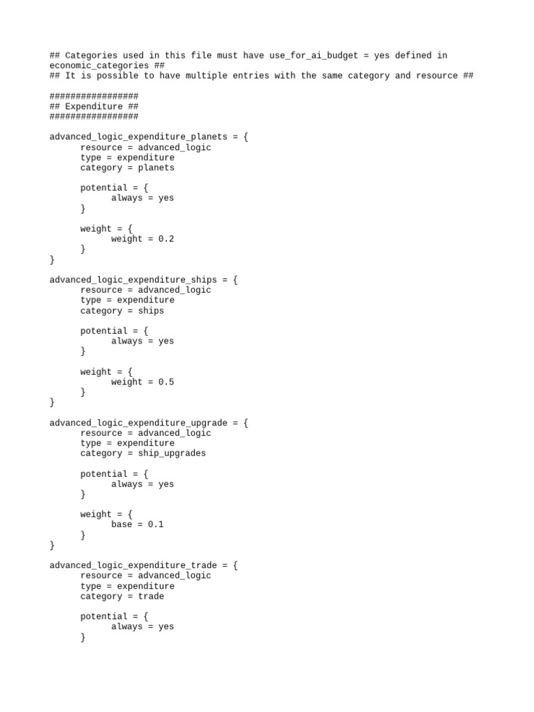 Advanced Logic Expenditure Categories | PDF