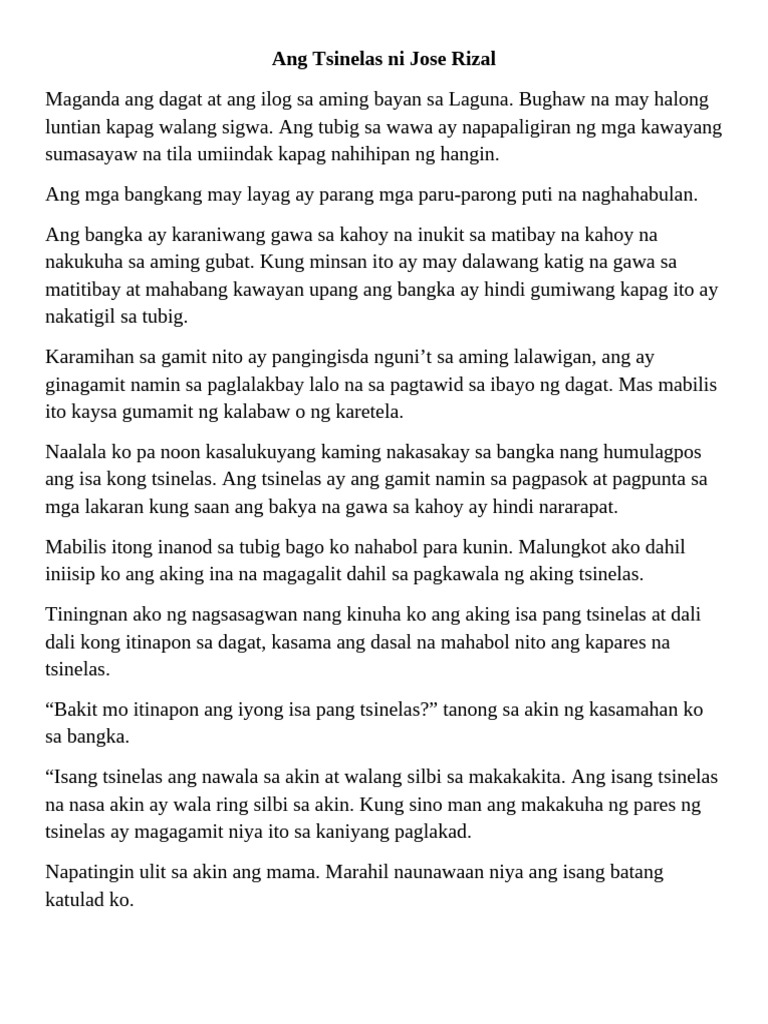 Ang Tsinelas Ni Jose Rizal | PDF