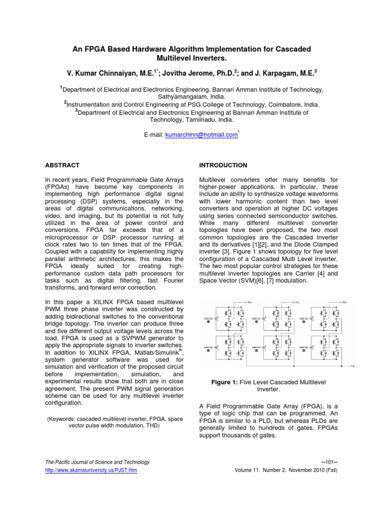 Cascaded Multilevel Inverters Pdf Field Programmable Gate Array Digital Signal Processor