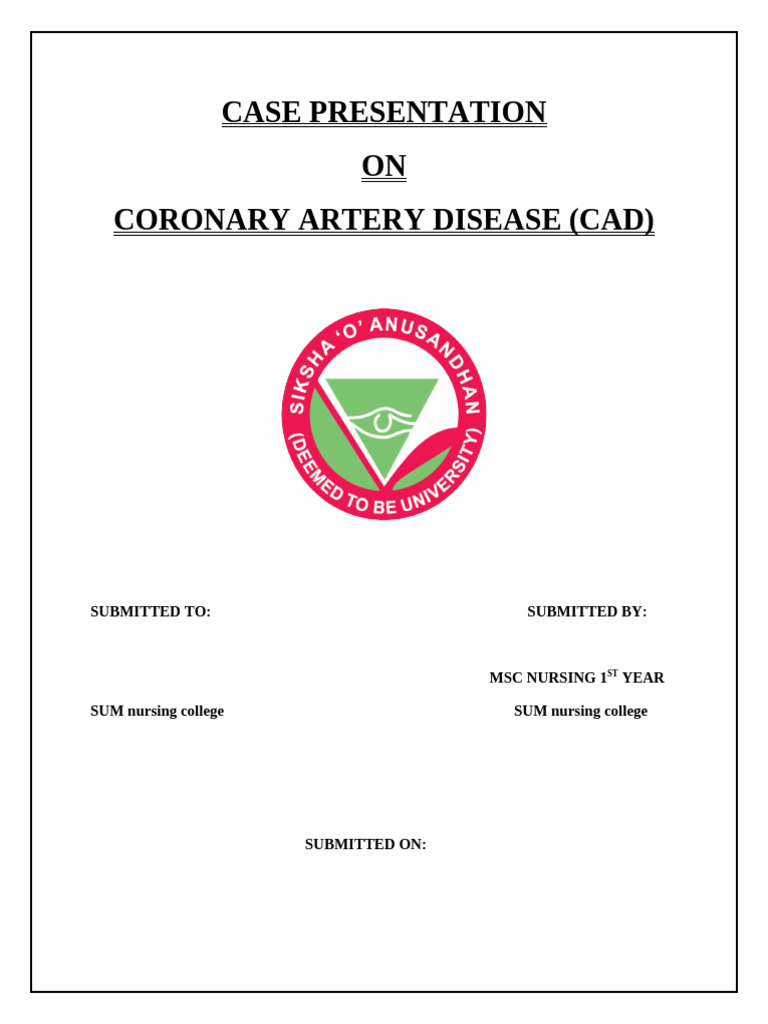 Case Presentation On Cad | PDF | Coronary Artery Disease | Medical ...