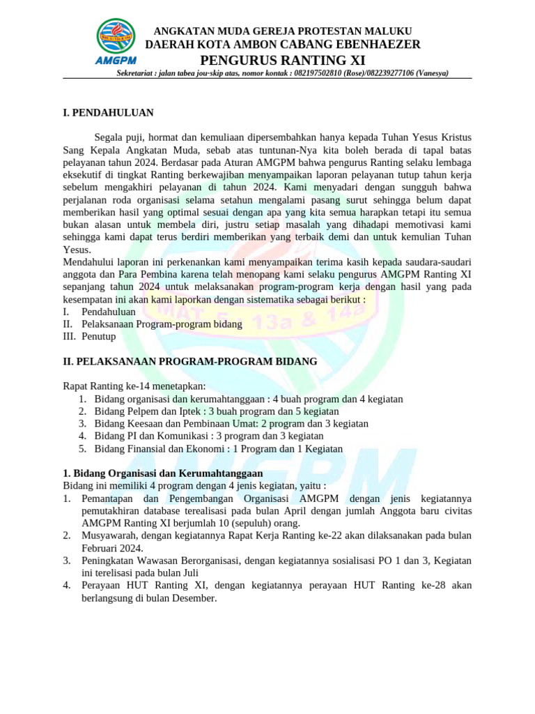 Laporan Akhir Tahun Pelayanan 2024 | PDF