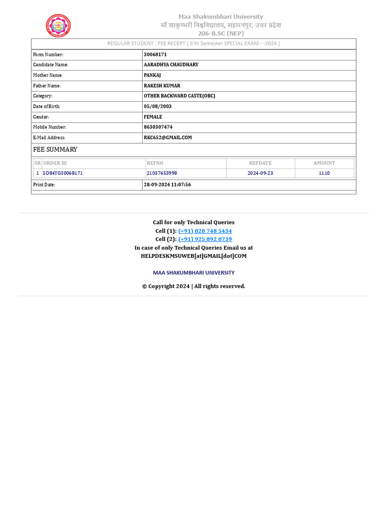 Registration Fee Receipt-1 | PDF