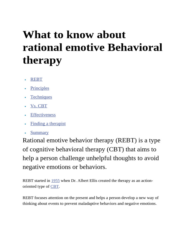 What to know about rational emotive Behavioral therapy | PDF | Rational ...