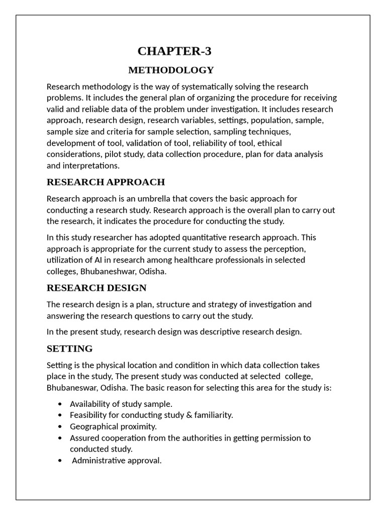 CHAPTER OF METHODOLOGY | PDF | Sampling (Statistics) | Methodology