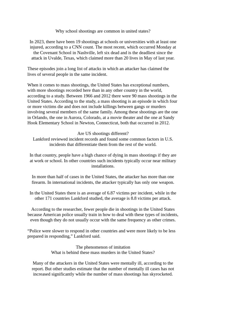 Why School Shootings Are Common in United States11 | PDF | Gun Violence ...