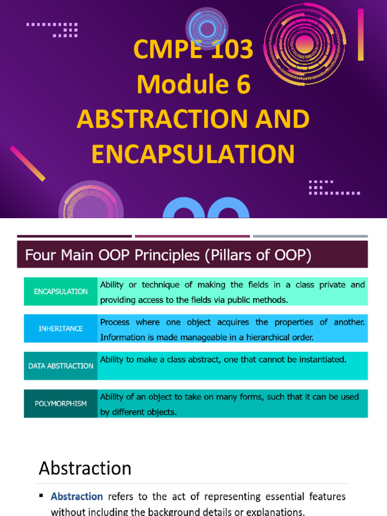 CMPE-103-Module-6-Abstraction-and-Encapsulation | PDF | Class (Computer ... CMPE-103-Module-6-Abstraction-and-Encapsulation | PDF | Class (Computer ...