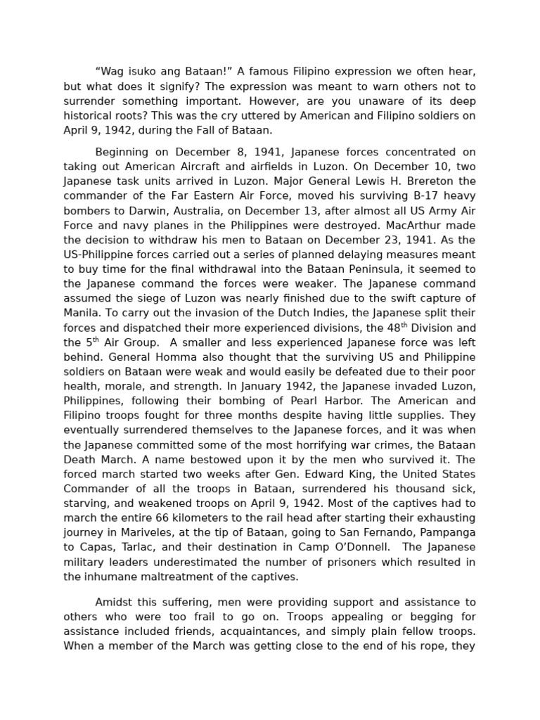 Battle of Bataan | PDF | Pacific Theatre Of World War II | Global Conflicts