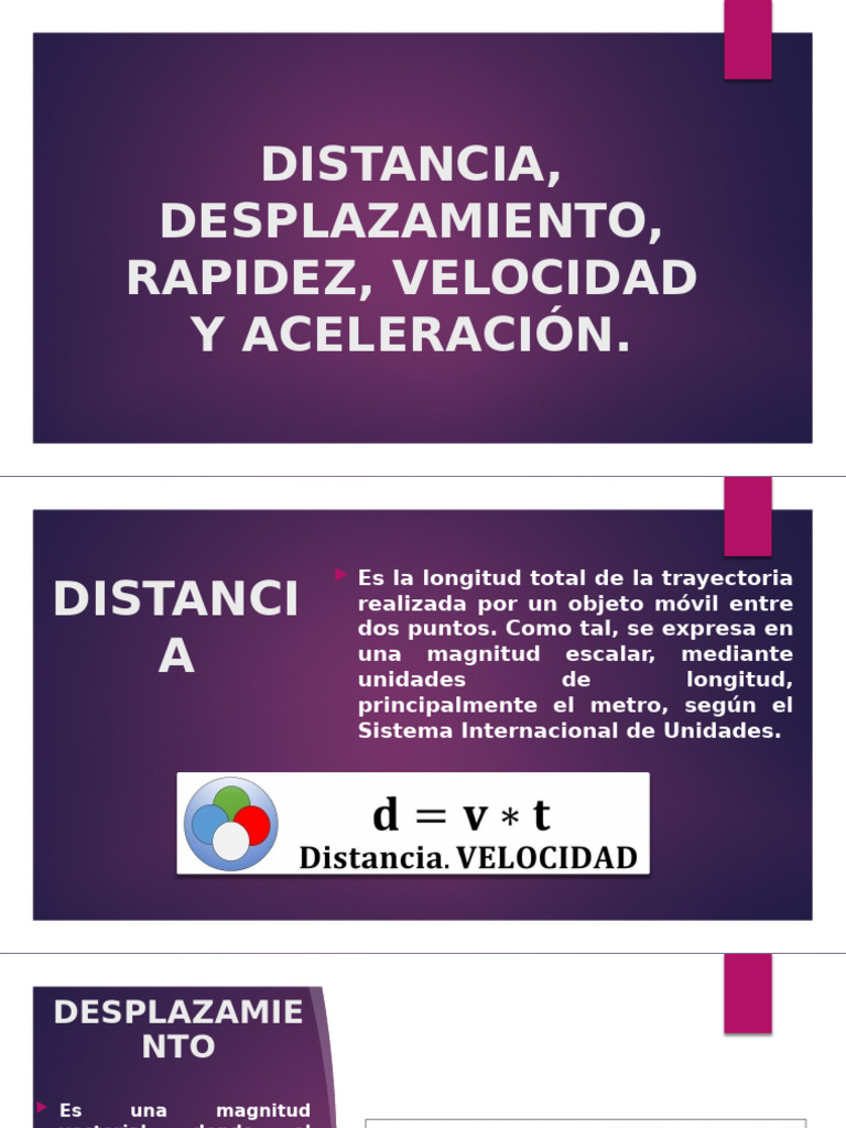 DISTANCIA, DESPLAZAMIENTO, RAPIDEZ, VELOCIDAD Y | PDF | Velocidad | Velocidad
