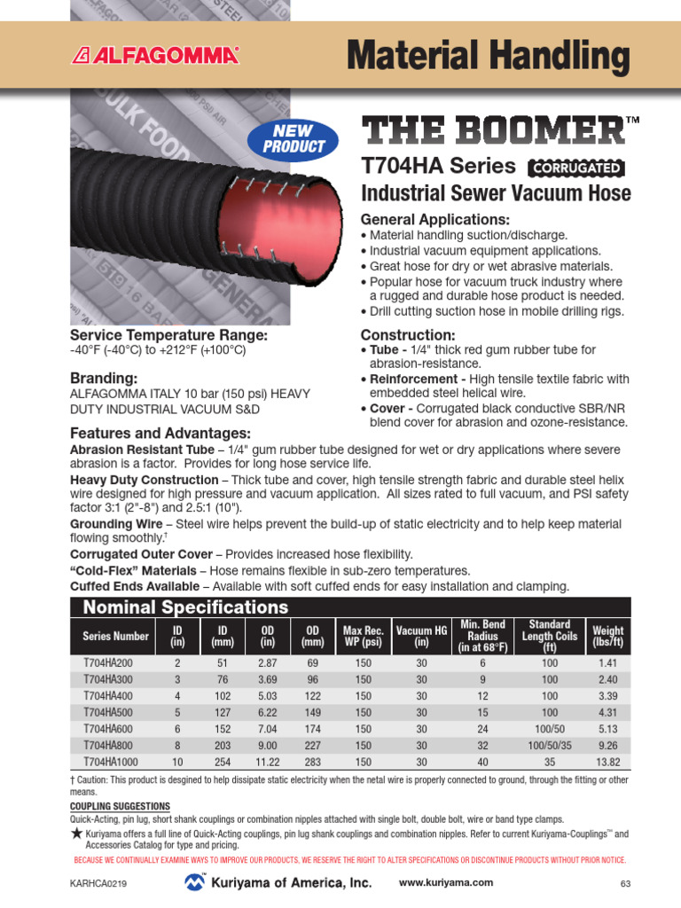 Alfagomma Hoses Industrial Rubber Catalog A63 | PDF | Hose | Vacuum