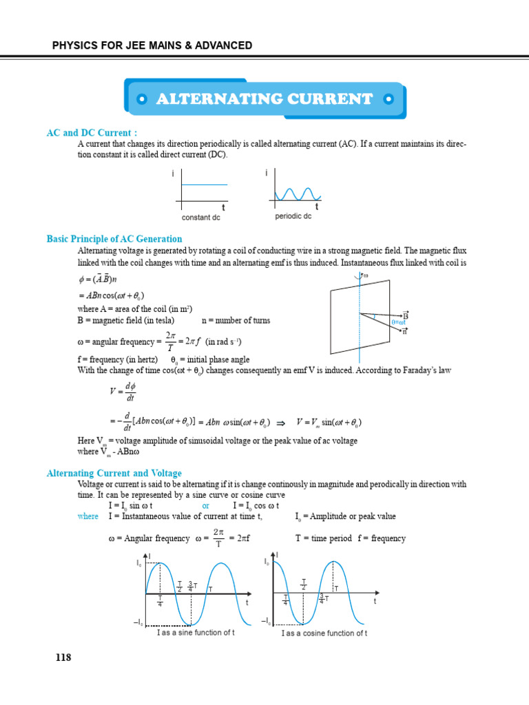 XII - Physics - Module 3 - Alternating Current - Theory | PDF