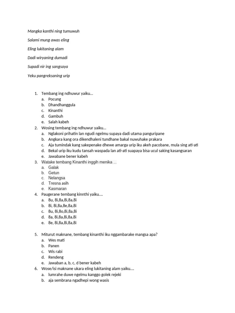 Soal Ulangan 12 Ganjil | PDF