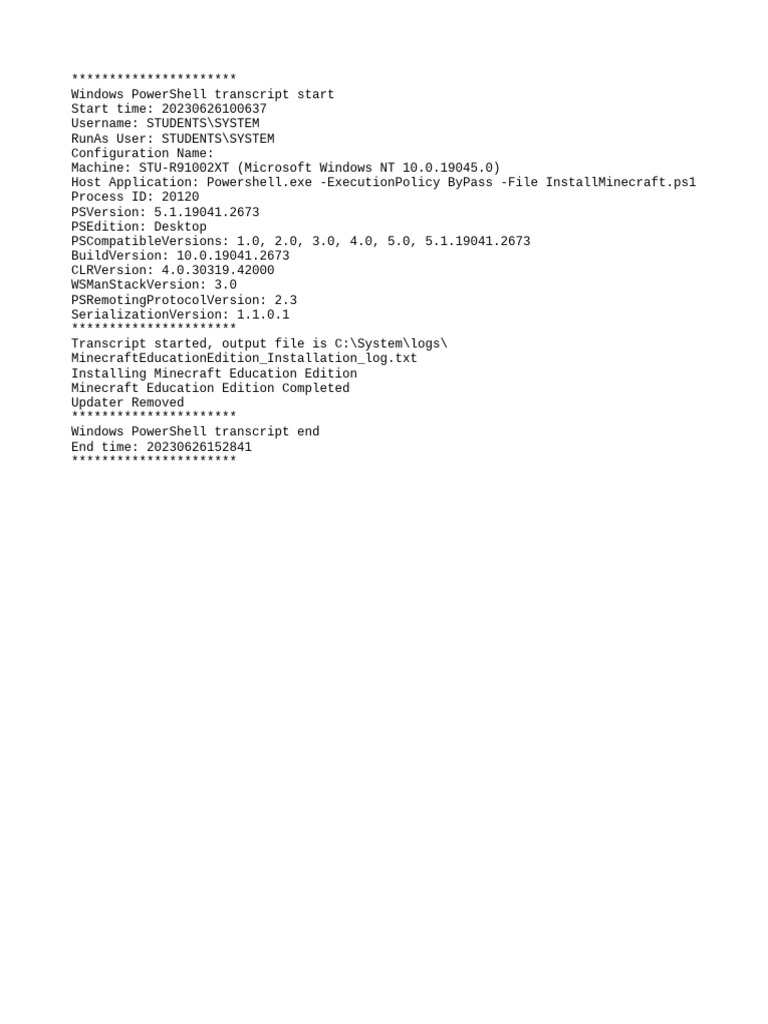 MinecraftEducationEdition Installation Log | PDF