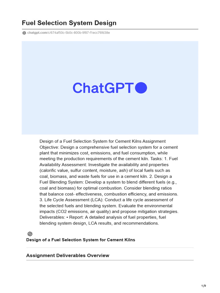 chatgpt.com-Fuel Selection System Design | PDF | Cement | Fuels