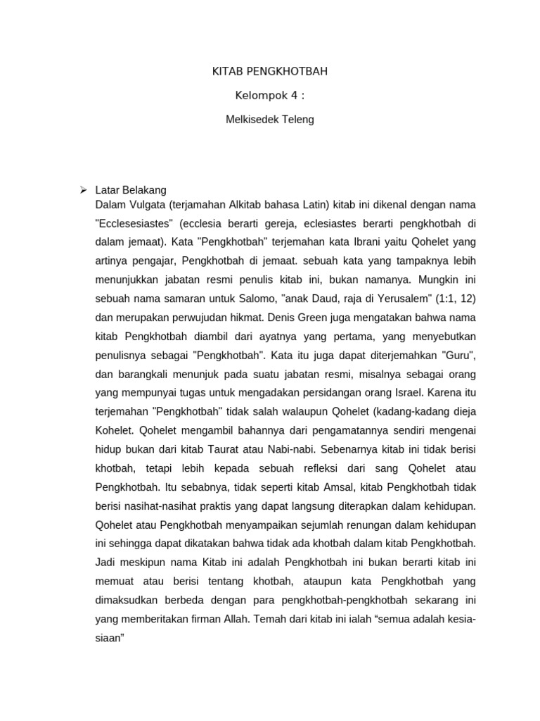Kitab Pengkhotbah | PDF